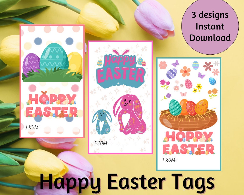 Easter Gift Tags, Printable PDF, Instant Download, Easter Printable ...