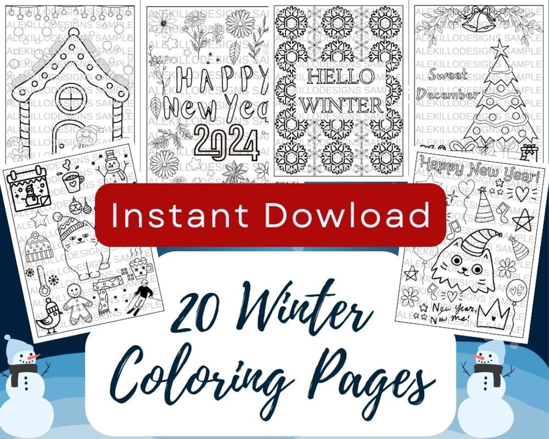 Printable Winter Coloring Pages, Snow Day Printable, Winter Break ...