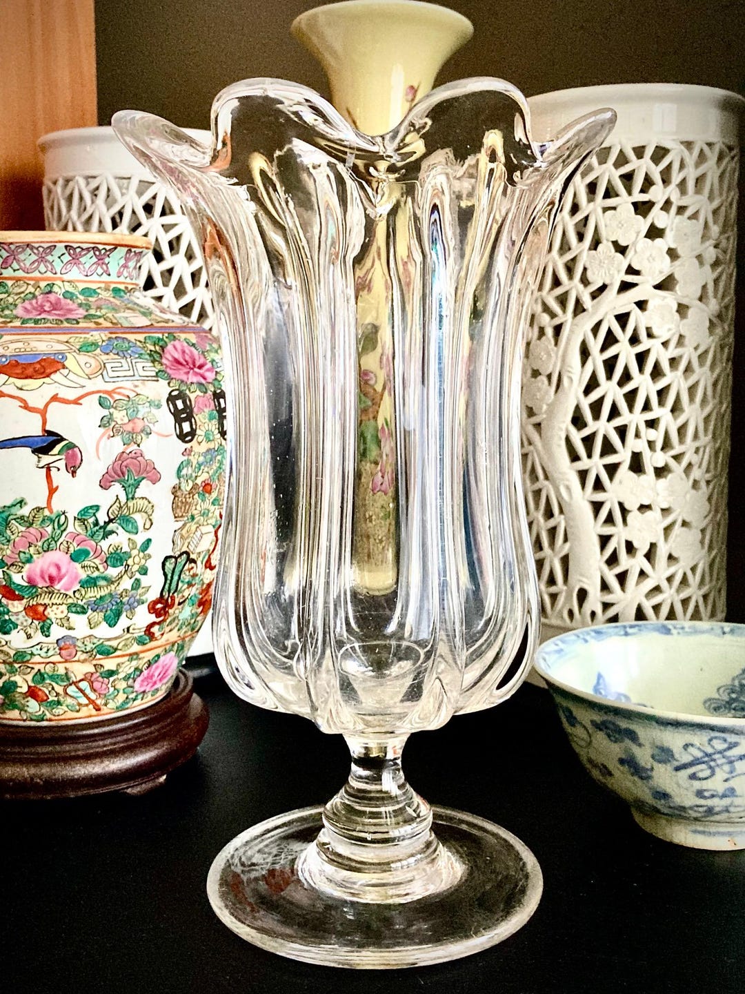 C.1830's American Flint Glass Celery Vase 28cm/11 Inch Hand Blown Very ...