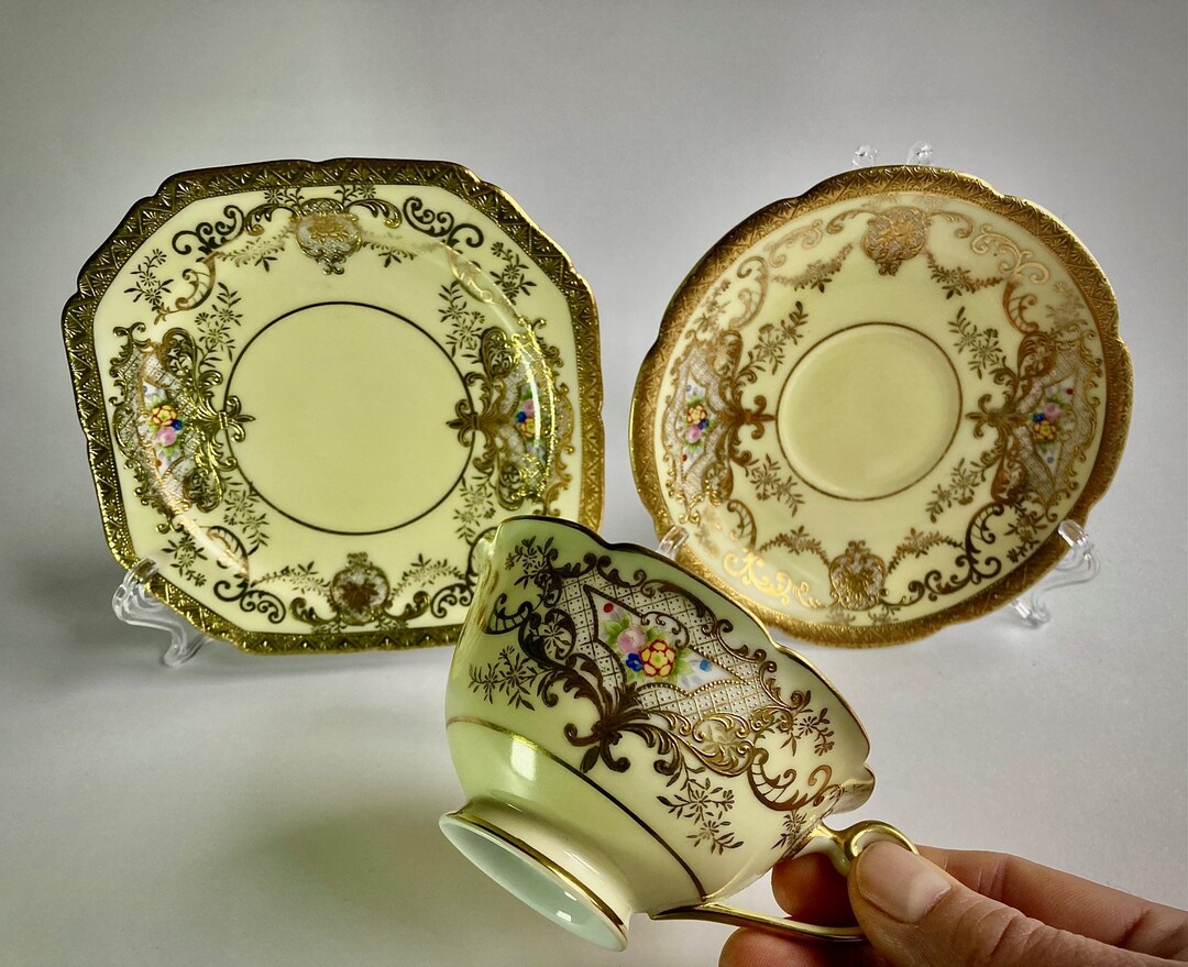 Outstandingly Rare 1935 Noritake Gilt Teacup Trio Amazing Condition and ...