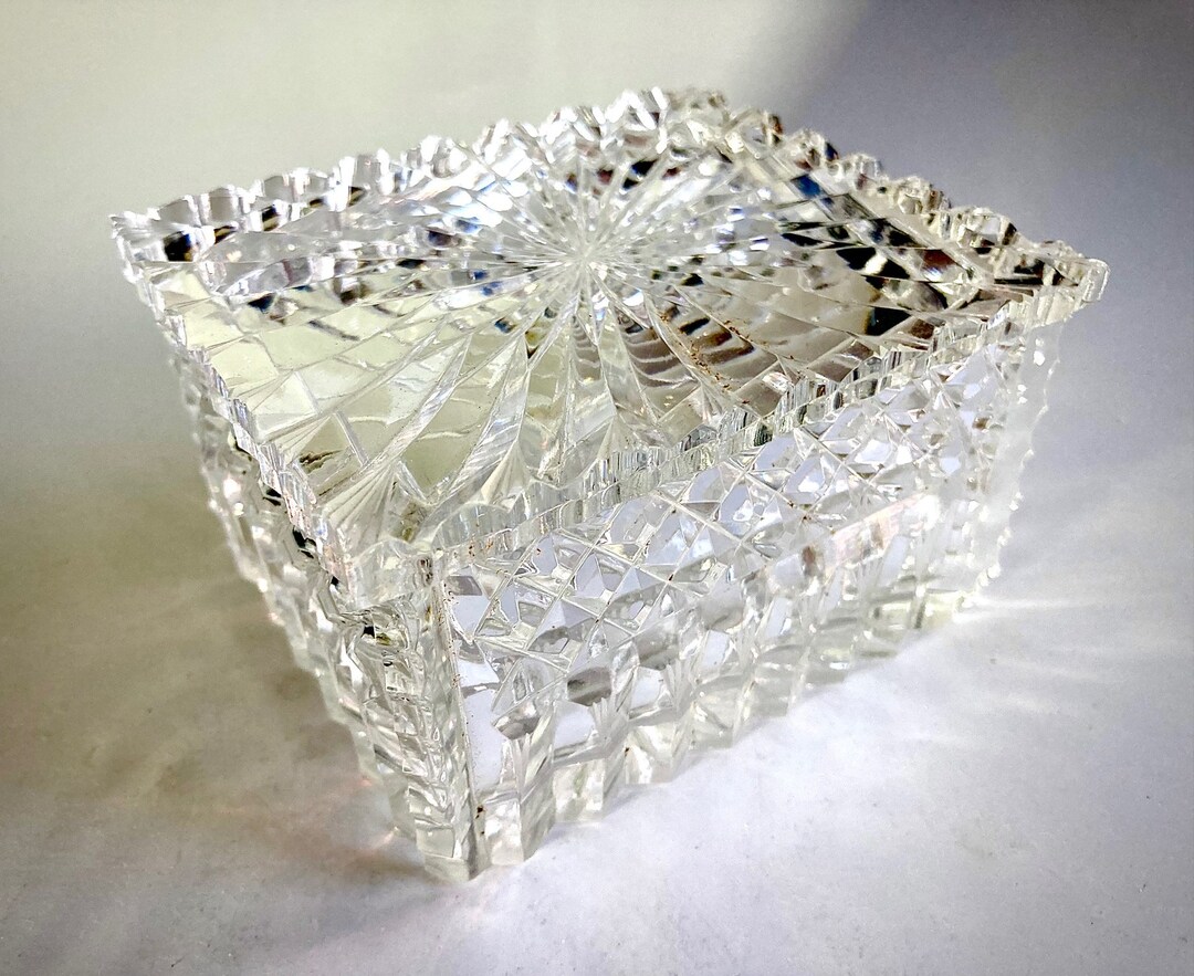 Antique French Lead Crystal Sunburst Box C.1920's 780gm Good Condition ...
