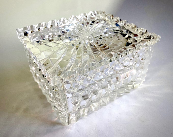 Antique French Lead Crystal Sunburst Box - C.1920's - 780gm - Good ...