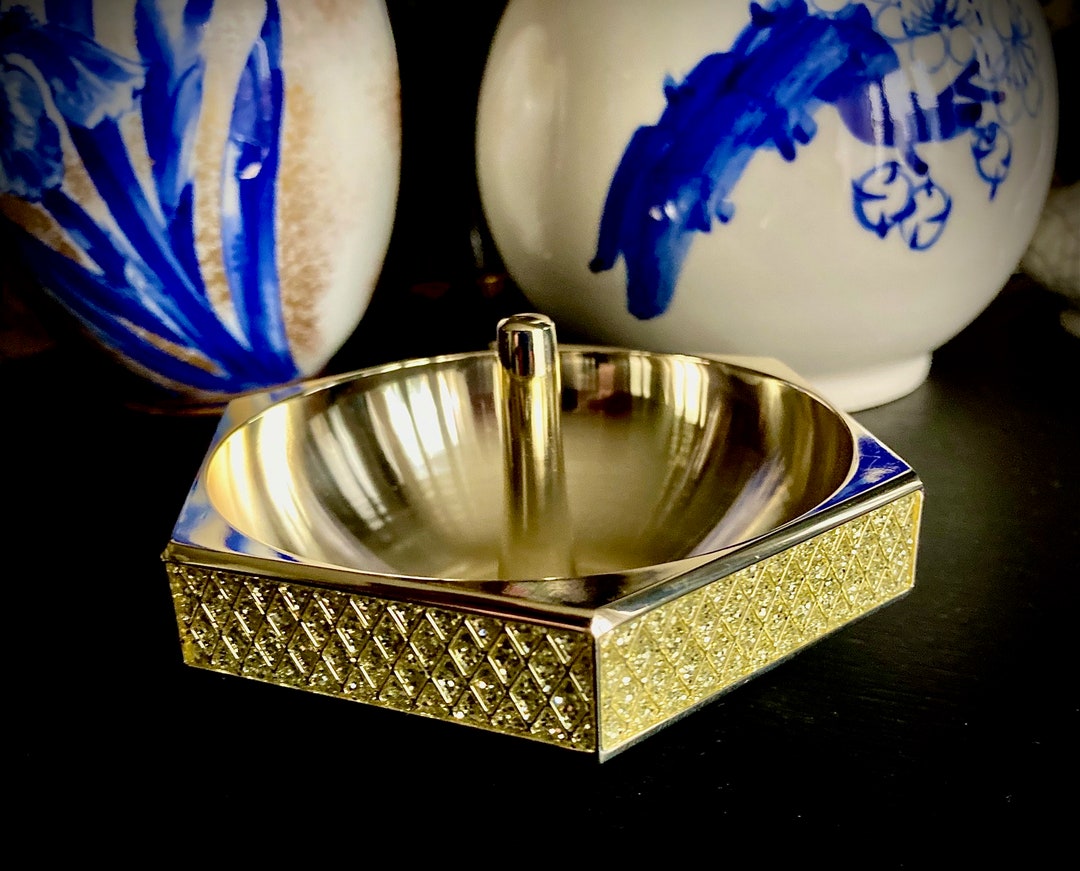 Vintage Waterford Lismore Crystal Inlay Ring Dish Gold and Silver ...