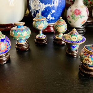 Vintage Chinese Cloisonne Miniatures - Covers - Stands - New in Box ...