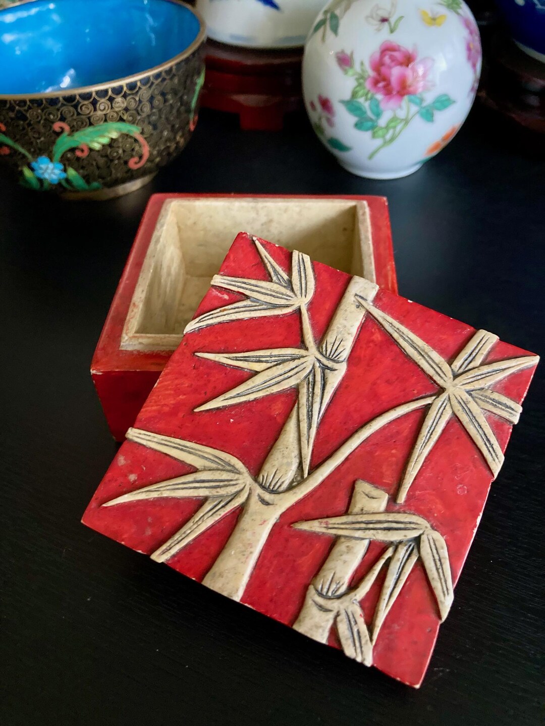 Old Vietnamese Quang Ninh Relief Carved Stone Box - C.1900-1950 - Very ...