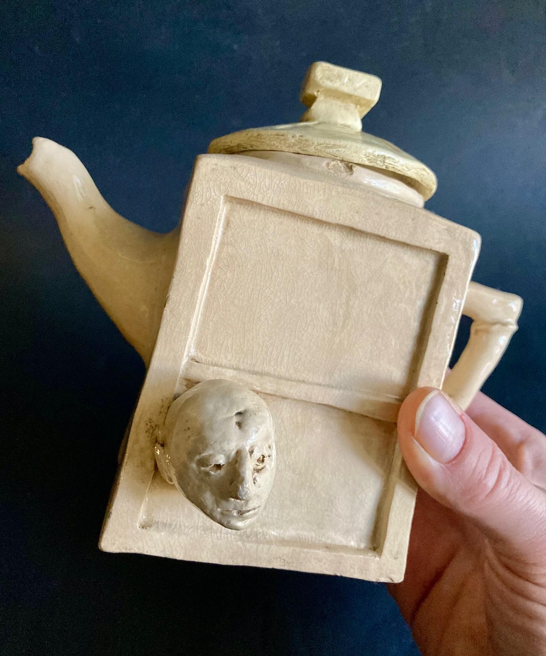Antique Folk Art Grotesque Pottery Teapot, Hand Crafted, Unique, Circa ...