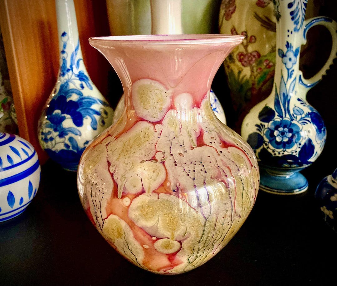 Vintage Simron Hand-stained Luster Glass Vase - 17cm's - C.1970's ...