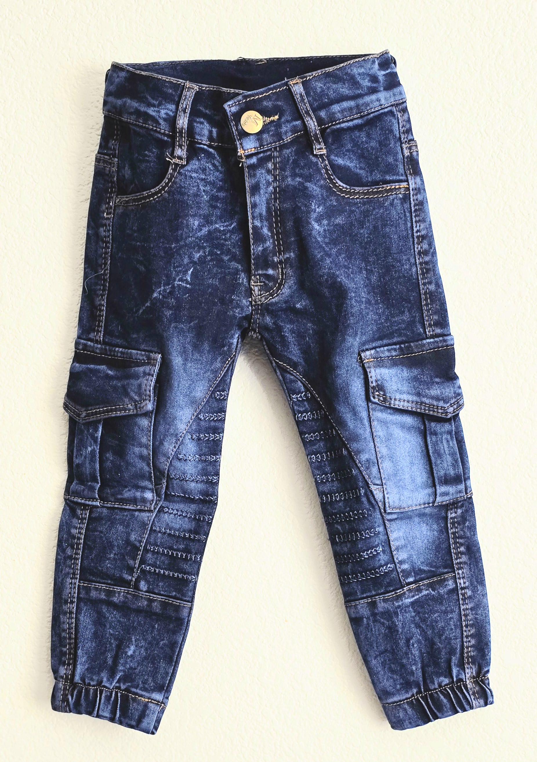Boys Denim Cargo Joggers Slim Fit Boys and Kids Winter Wear by Triple T ...