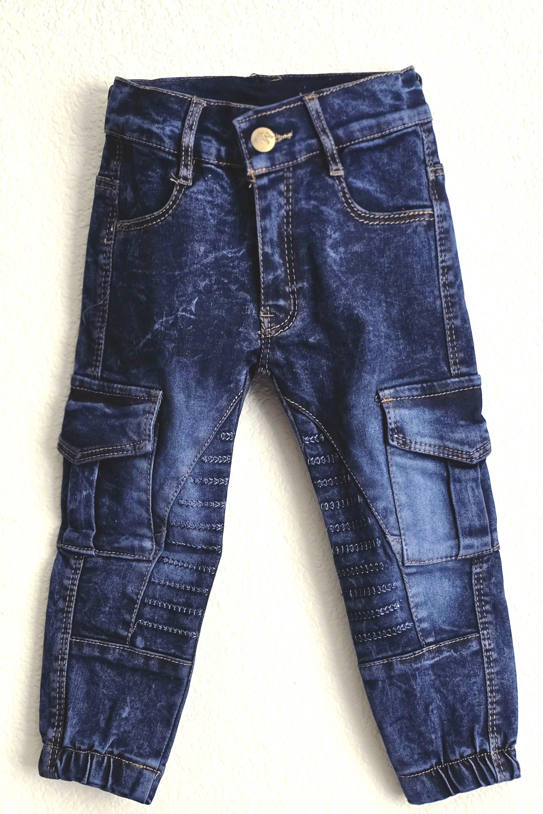 Boys Denim Cargo Joggers Slim Fit Boys and Kids Winter Wear by Triple T ...