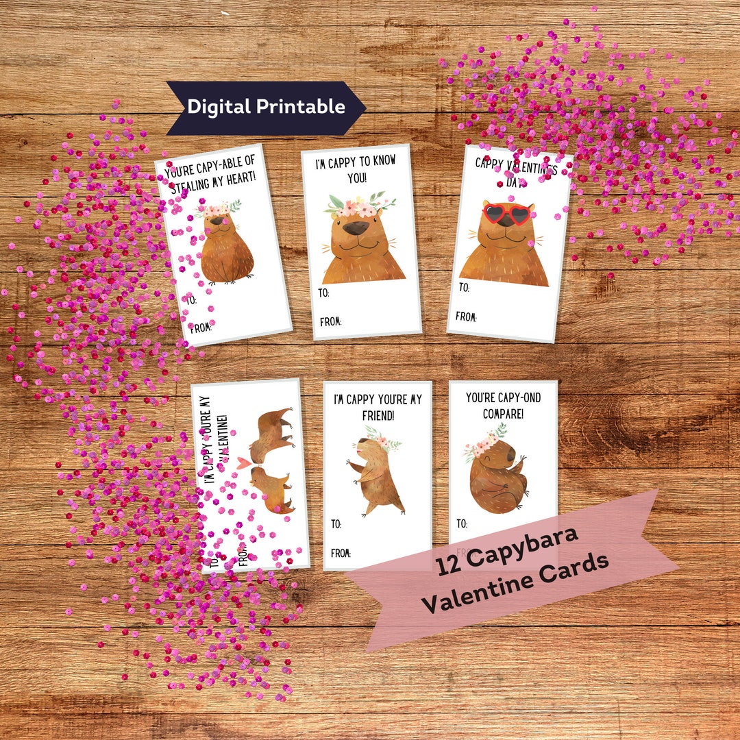 Kawaii Capybara Valentine Capybara Cards Capybara Blank Valentine's Day ... Kawaii Capybara Valentine Capybara Cards Capybara Blank Valentine's Day ...