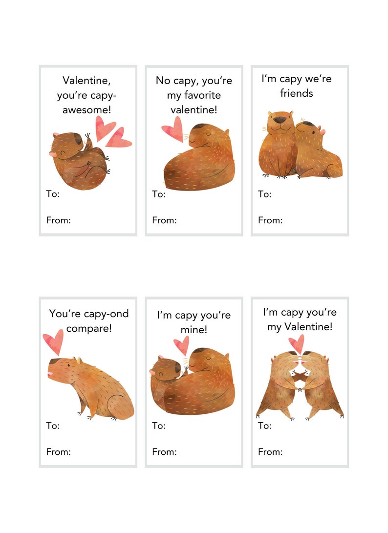 Capybara Valentine Capybara Cards Capybara Blank Valentine's Day Card ... Capybara Valentine Capybara Cards Capybara Blank Valentine's Day Card ...