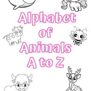 Coloring Book: Alphabet Coloring Pages Animals A to Z Pink Lettering - Etsy