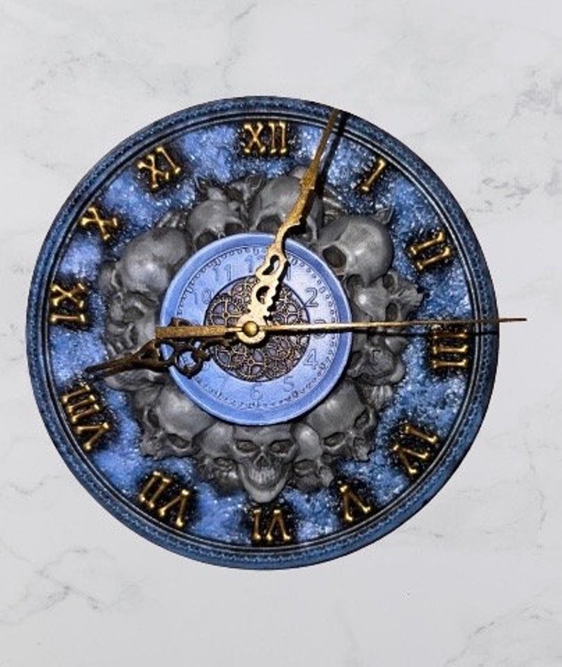 3D Printed Hand Painted Skull Wall Clock: Gothic Mystic Decor - Etsy
