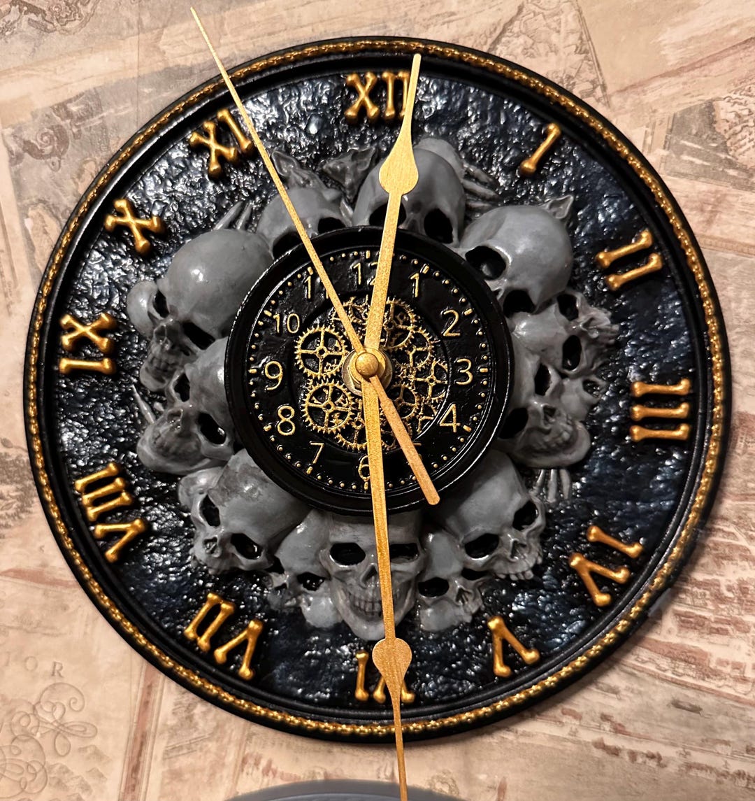 Timeless Skull Wall Clock, 3D Printed Wall Clock, Mystic Clock Art ...
