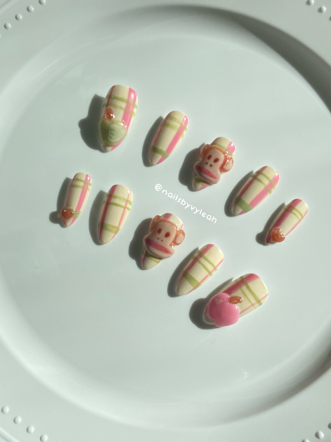 Playful Monkey Press on Nails Handmade Reusable - Etsy