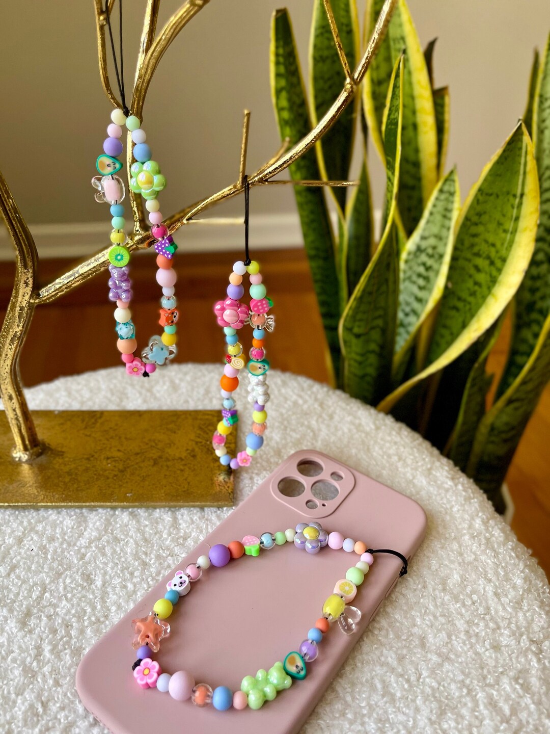 Beaded Phone Charm, Cute Lanyard for Keys, Name Keychain Kids, Gifts ...