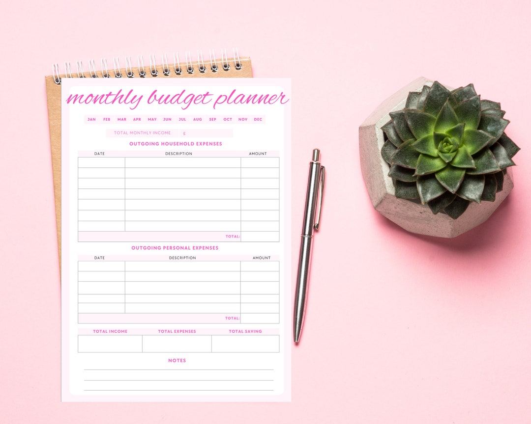 Monthly Budget Planner Editable Digital Printable Income and ...