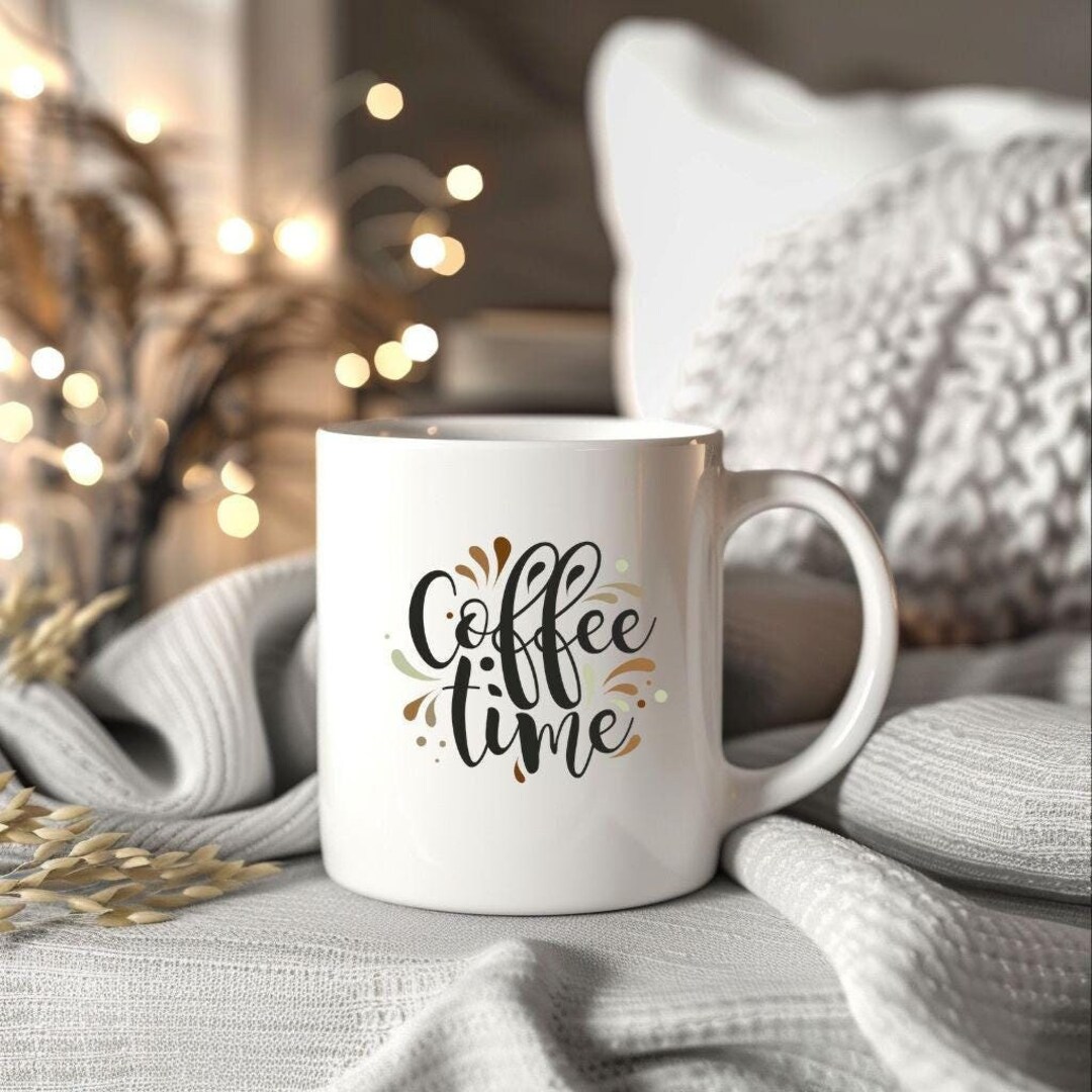 Coffee Time Mug, Drinkware , Tea Cup, Hot Beverage Mug, Kitchen Decor ...