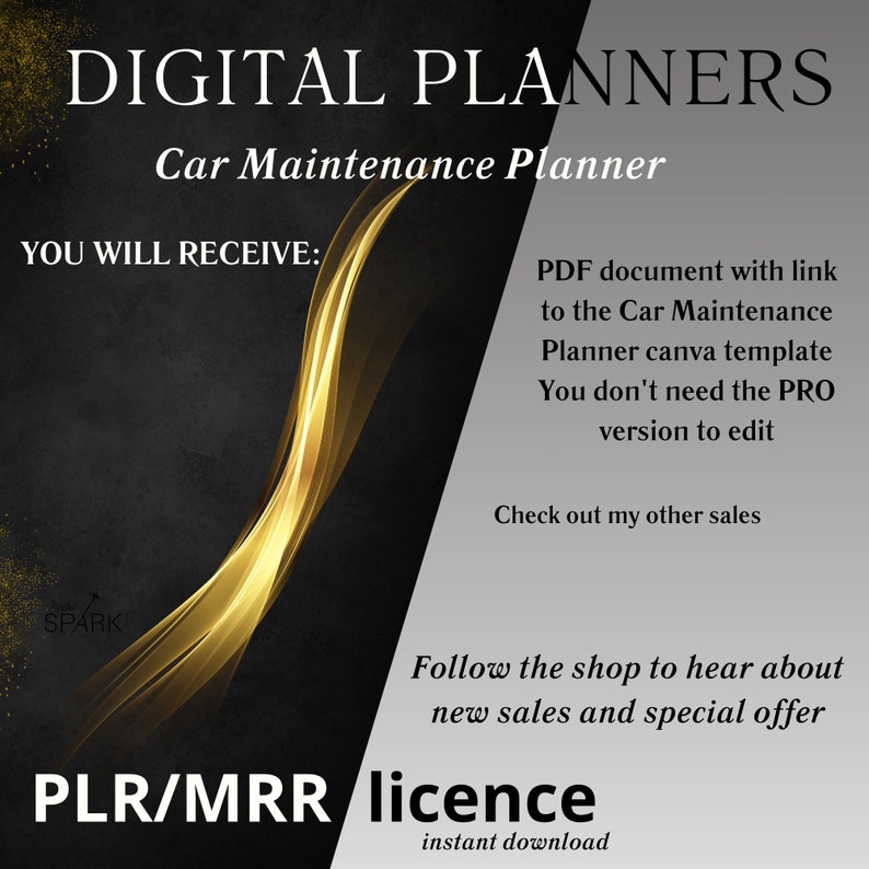 Car Maintenance Planner | Digital Car Service Planner and Tracker | PLR/MRR License | Instant ...