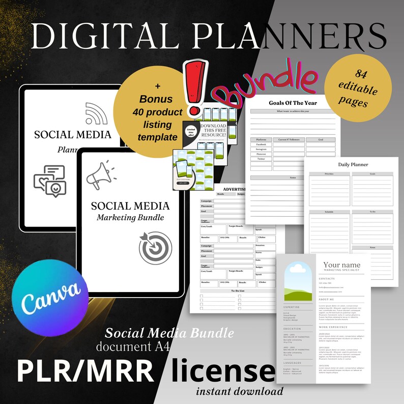 ONLY 10ps Perfect !bundle! Social Media Planner + Marketing Planner ...