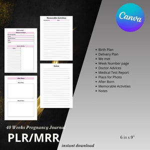 40 Weeks Pregnancy Journal to Resell | Canva PLR/MRR Template | Resell ...