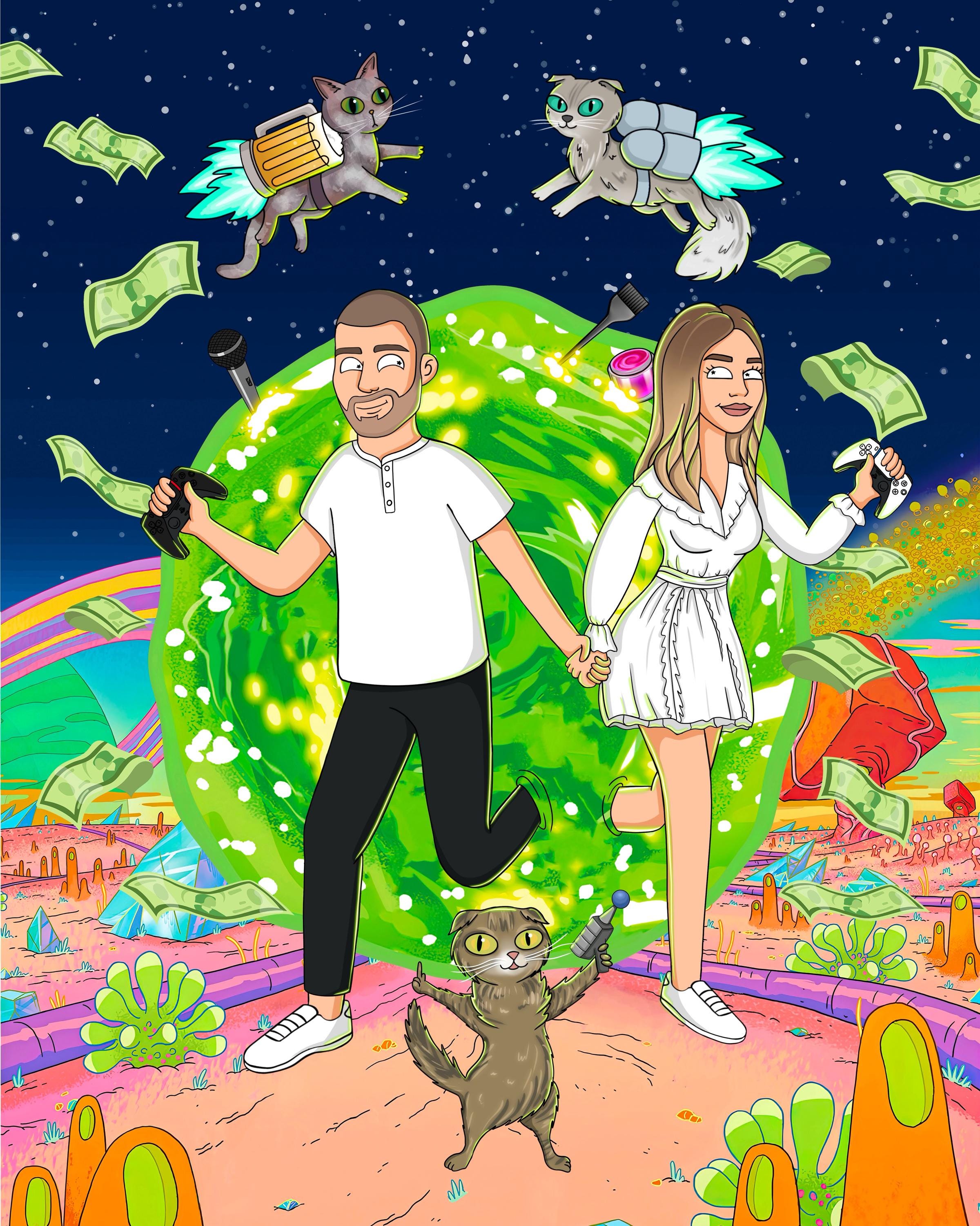 Personalized Cartoon Portrait | Custom Rick and Morty Style Art for ...