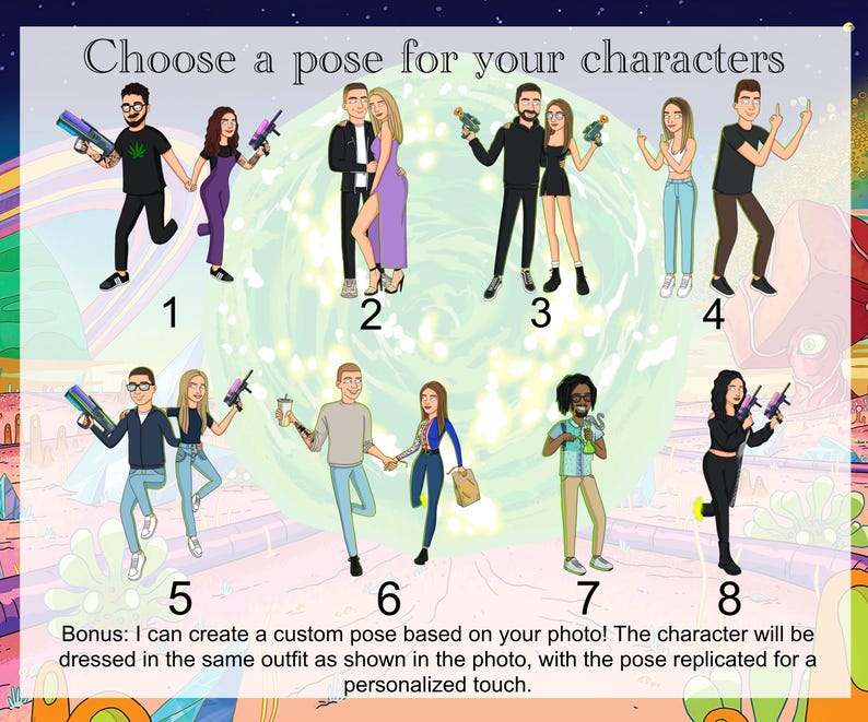 Rick and Morty Custom Portrait, Personalised Birthday Gift, Custom ...