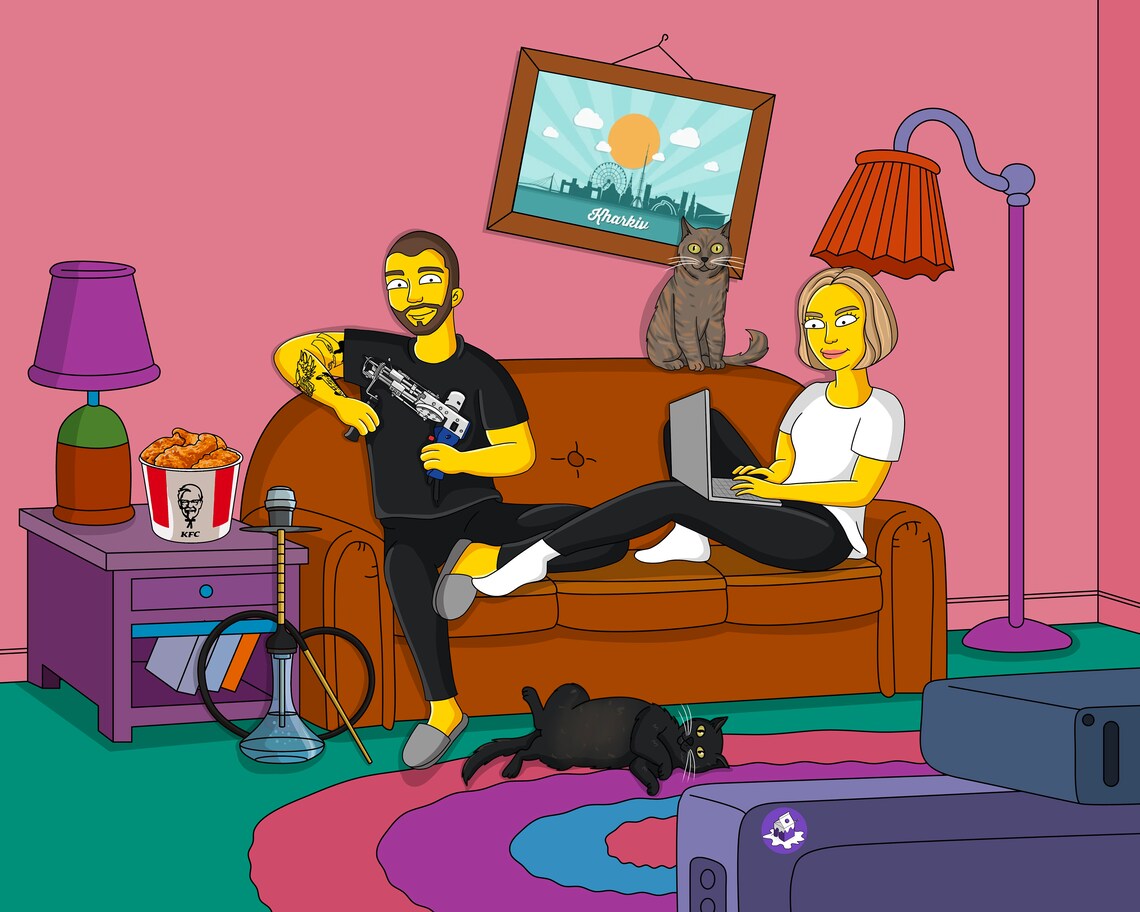 Simpsons Custom Portrait Custom Yellow Style Portrait - Etsy