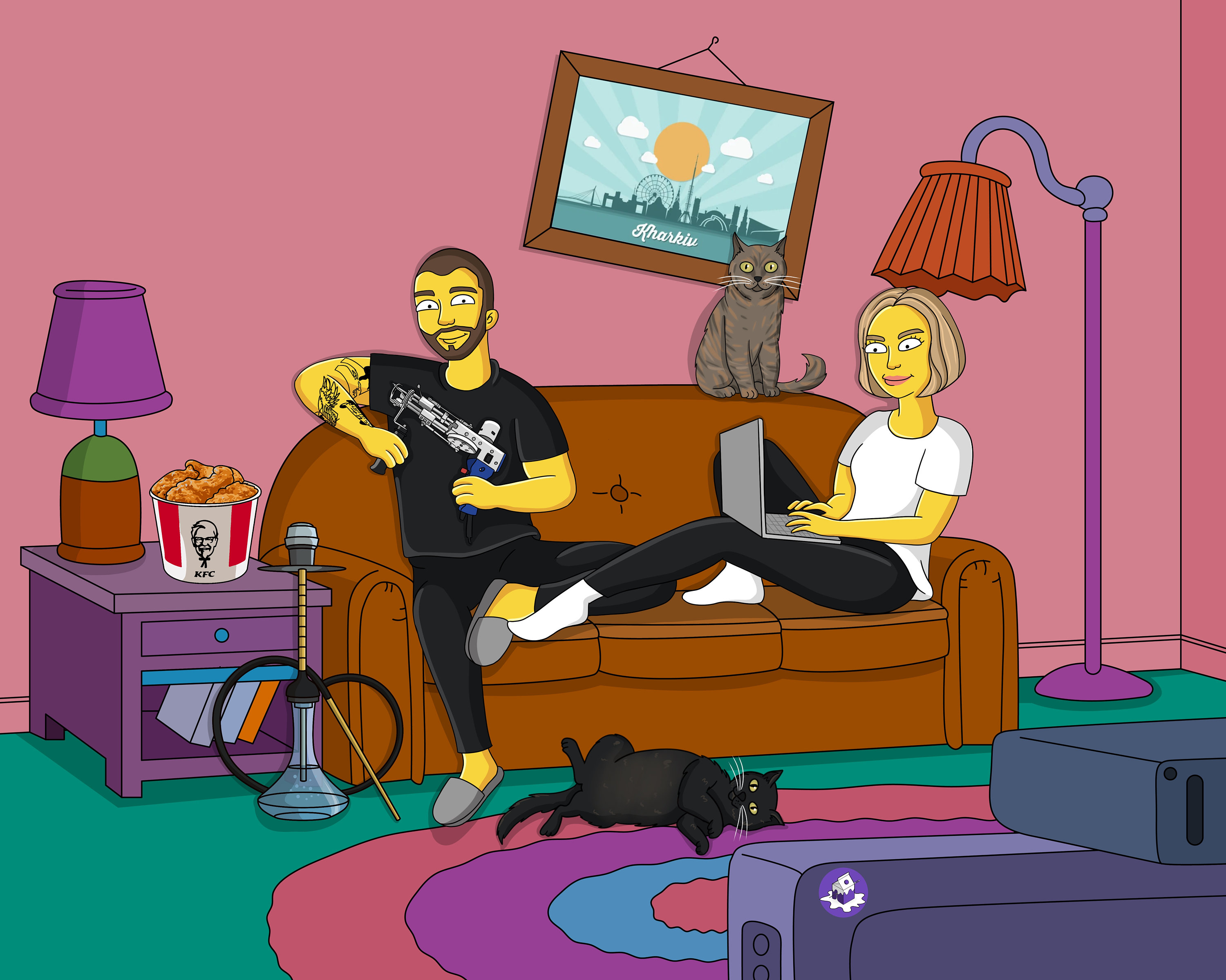 Simpsons Custom Portrait Custom Yellow Style Portrait - Etsy