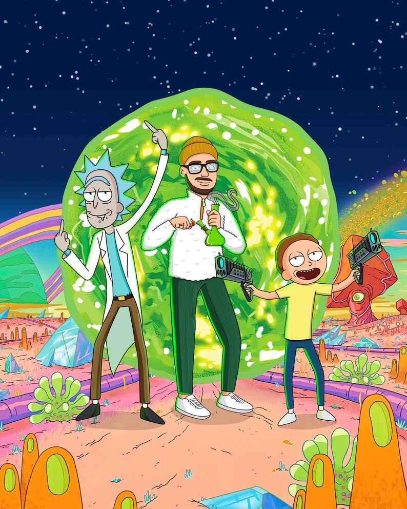 Personalized Cartoon Portrait | Custom Rick and Morty Style Art for ...
