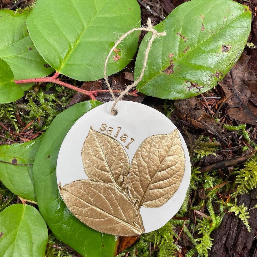 Handmade Clay Botanical Ornament Made With Real Pressed Plants | Salal ...