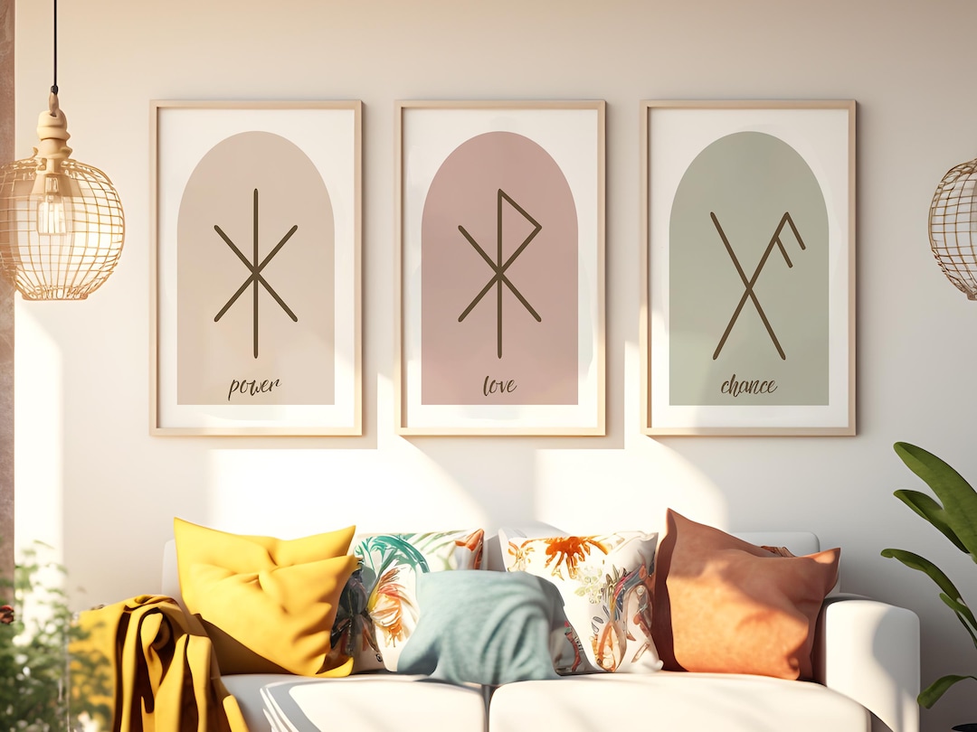 Minimalist Rune Symbol Wall Art Set, Christmas Gift Wall Art ...