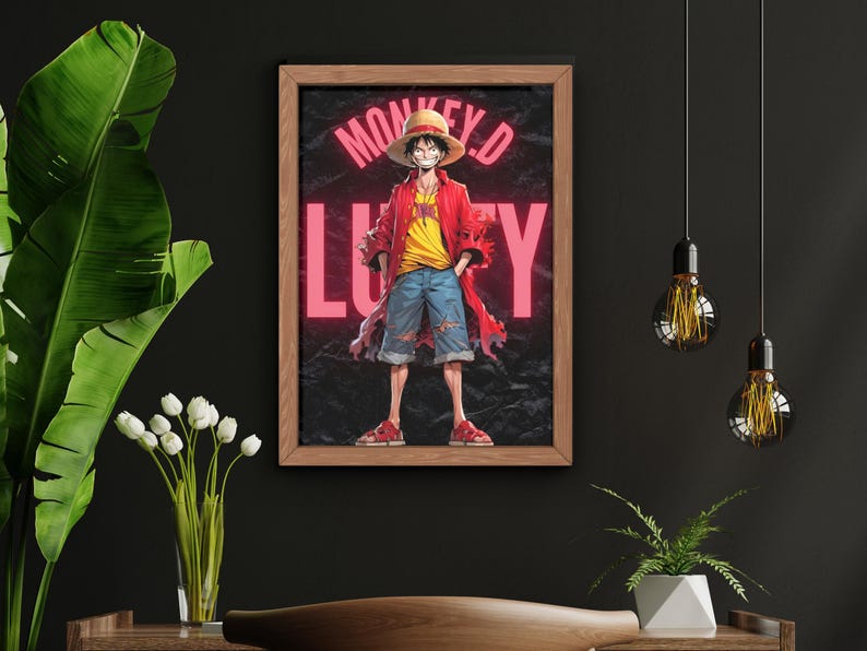 Monkey D Luffy Print Poster / Manga Anime Wall Art / Gaming Room Home ...
