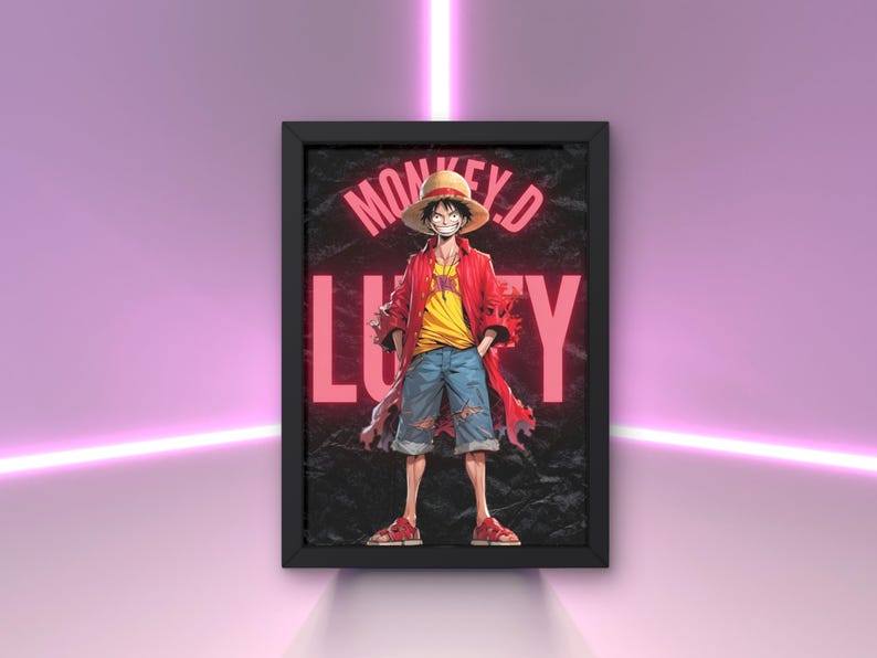 Monkey D Luffy Print Poster / Manga Anime Wall Art / Gaming Room Home ...