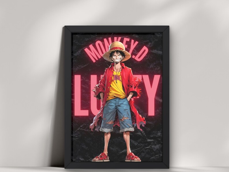 Monkey D Luffy Print Poster / Manga Anime Wall Art / Gaming Room Home ...