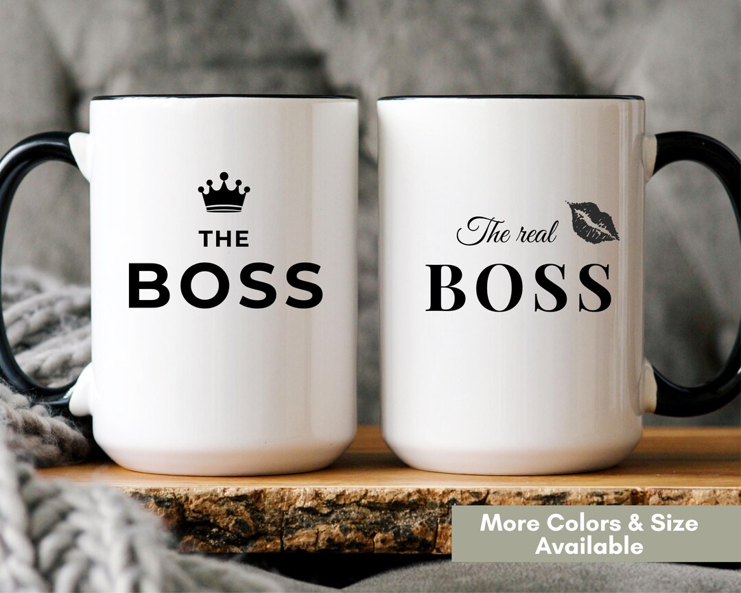 Couple Mug Set the Boss and the Real Boss, Funny Matching Coffee Mugs ...