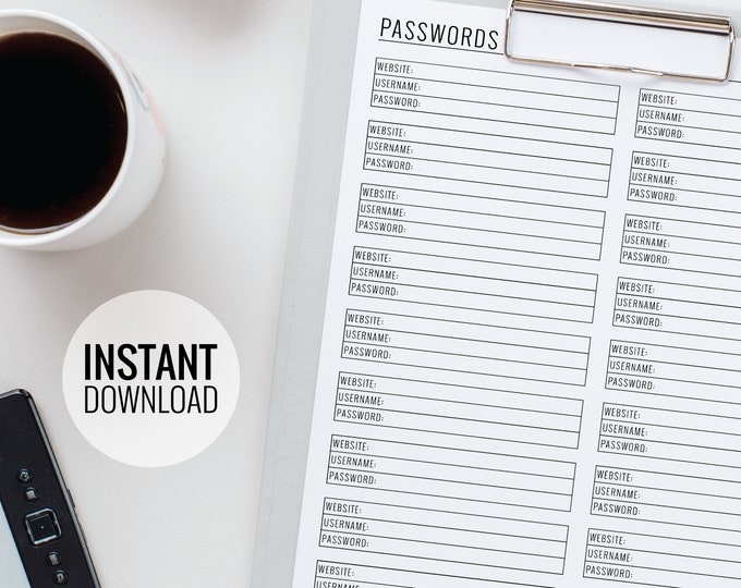 Password Tracker Printable, Password Organizer, Password Log, A4/a5 ...