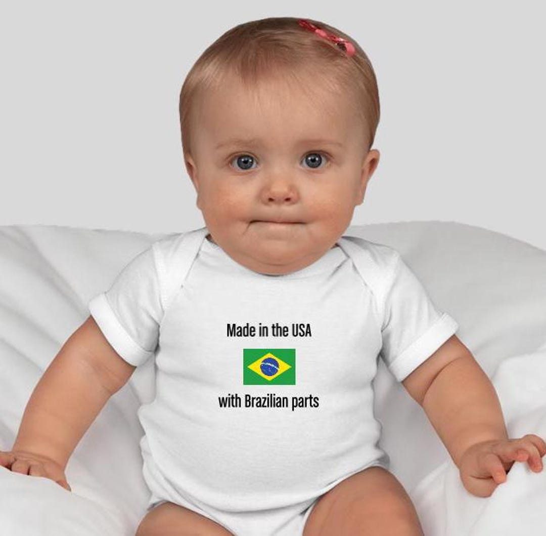 Made in USA With Brazilian Parts Baby Onesie – Bilingual Baby Bodysuit ...