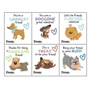 Dog Themed Printable Valentine Cards Digital Download for Kids School ...
