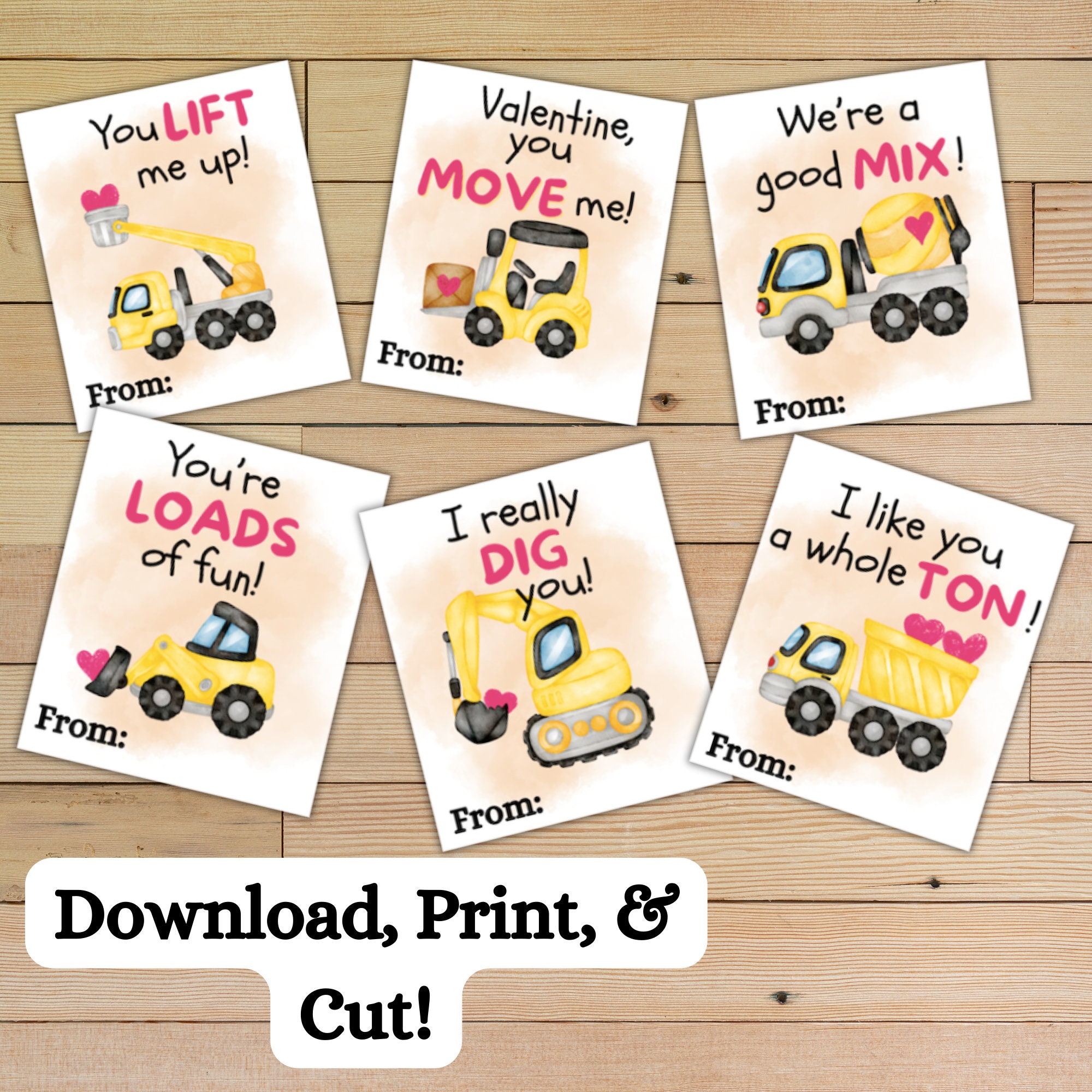Construction Valentines Card Printable for Kids School Valentines ...