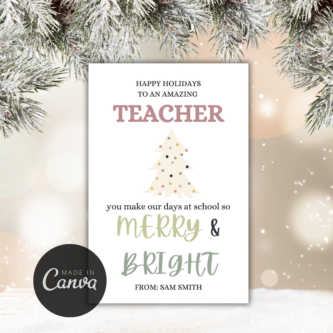 Christmas Card for Teacher Printable Editable Digital Download Canva ...