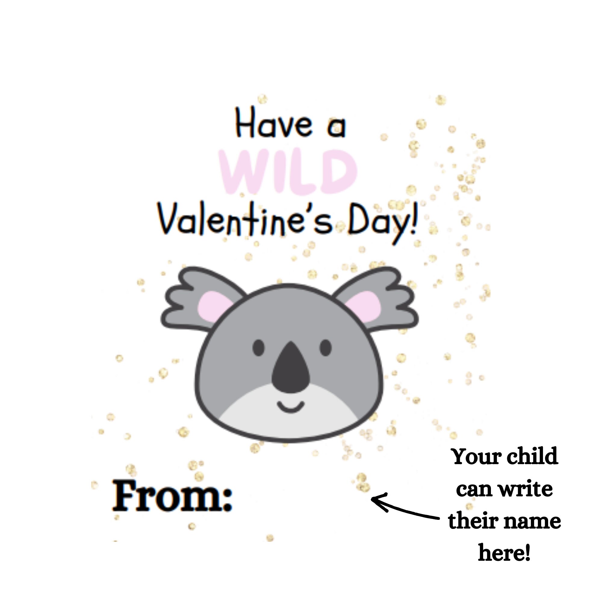 Wild Animal Themed Valentines Day Card Printable for Kids School ...