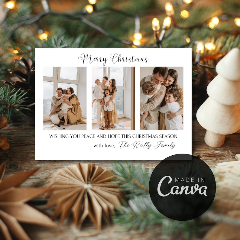 Simple Minimalist Christmas Photo Card Canva Template Editable Digital ...