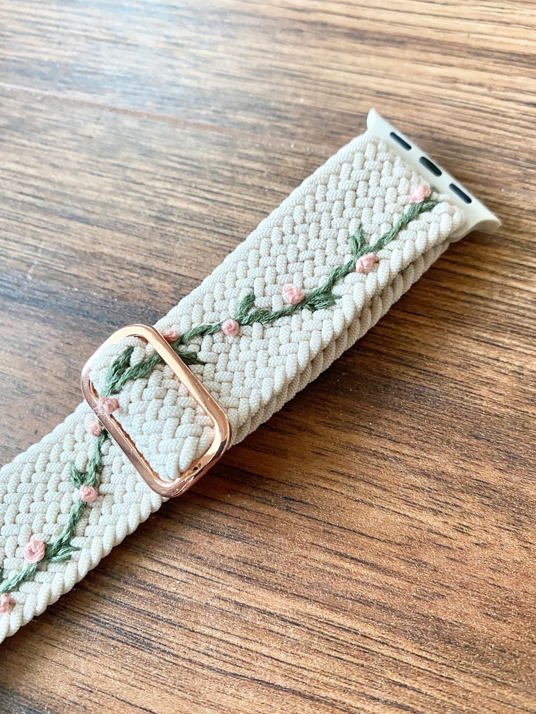 Floral Hand Embroidered Apple Watch Band | Flower Embroidered Watch ...