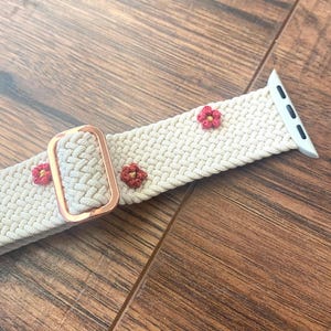 Sunflower Hand Embroidered Black Apple Watch Band | Flower Embroidered ...