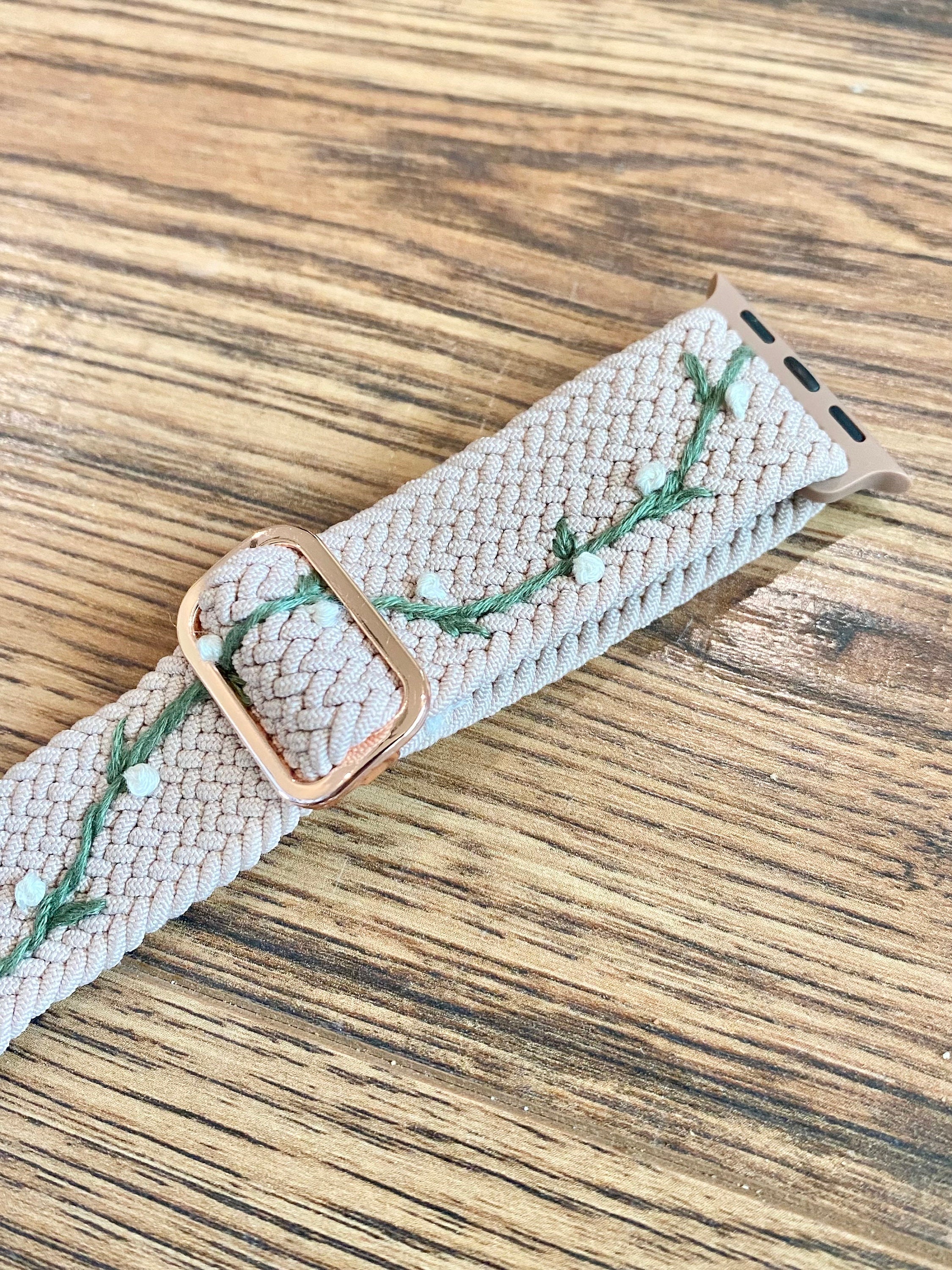 Sunflower Hand Embroidered Black Apple Watch Band | Flower Embroidered ...