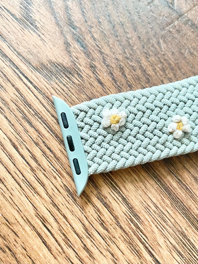 Daisy Flower Hand Embroidered Blue Apple Watch Band Floral Embroidered ...