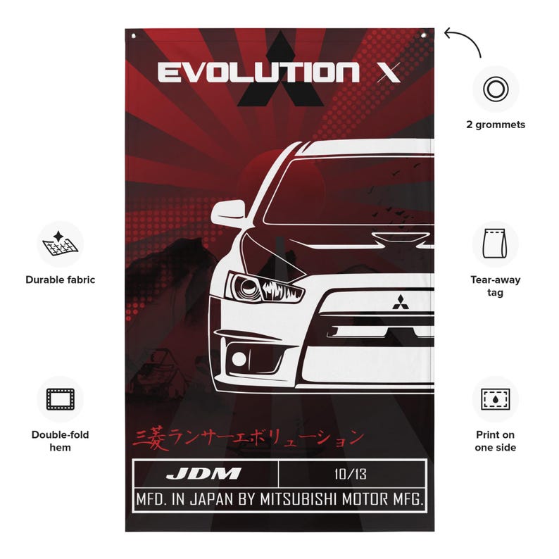Mitsubishi Evolution X Flag- Lancer Evo 10 Cloth Banner- Evolution X ...