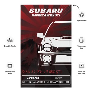 Subaru Impreza WRX Sti Flag- STI Bugeye Cloth Banner- Subaru 2nd Gen ...