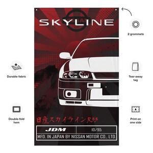 Nissan Skyline R33 Flag- Nissan GTR R33 Cloth Banner- JDM Car Garage ...